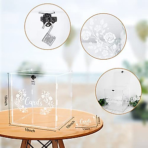 Wedding Card Box Acrylic Clear Card Boxes with Lock Gift Card Box Money Box Holder for Wedding Reception Anniversary Birthday Graduation Decorations