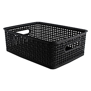 Advantus 40327 Weave Bins, 13 7/8 x 10 1/2 x 4 3/4, Plastic, Black, 2 Bins