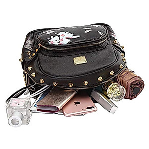 American Shield Girls Mini Cute Waterproof butterfly Backpack Small Casual Lightweight Women Fashion Light Black Leather Daypack 651, Black