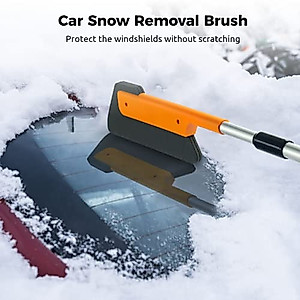 Coxeer Ice Scraper for Car Windshield, Snow Brush and Scraper for Car with Detachable ABS Ice Squeegee and EVA Sponge Brush, 37 Inch Extendable Car Snow Cleaner Scratch Free Removal Tool