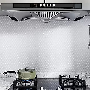 Kitchen Backsplash Stickers Wallpaper, Kitchen Sticker Self Adhesive Kitchen Foil Stickers Oil and Water Resistant Cooktop Sticker for Cabinet Countertops and Drawer Liner Shelves . 15.7x118 Inchs…