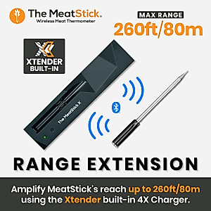 MeatStick X (One Probe Set) | Smart Wireless Meat Thermometer | 260ft Range Digital Food Probe with Bluetooth | for Smoking, Grilling, BBQ, Air Fryer, Deep Frying, Oven, Sous Vide, Rotisserie