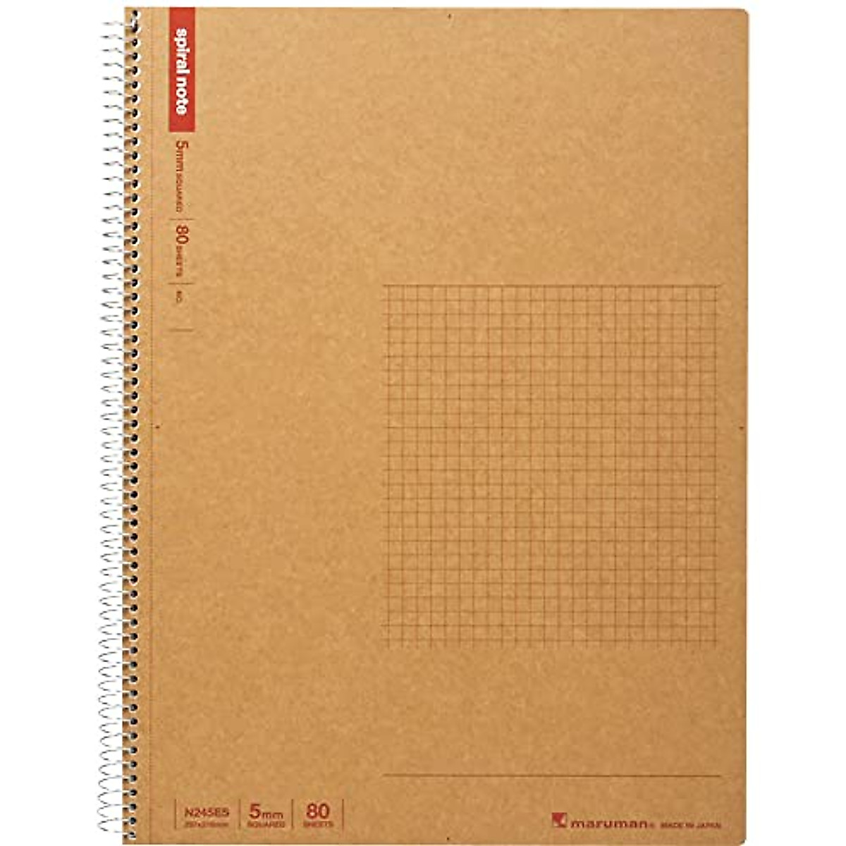 Maruman SPIRAL NOTE BASIC 8.98 x 11.69 inches (A4), 5mm-squared, 80 Sheets (N245ES)