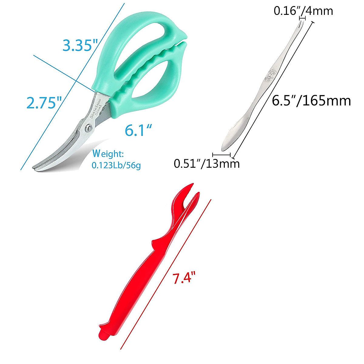 Endurance Kitchen shears Seafood Scissors for Shrimp crab lobster snow crab 6.1 Inch Stainless Steel