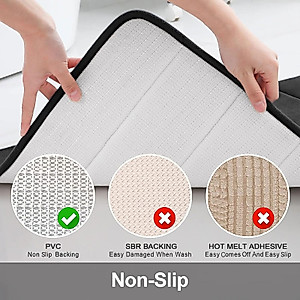 Buganda Bathroom Rug and Mat Set, 2 Piece Memory Foam Bath Mat and U-Shaped Toilet Rug, Machine Wash Dry, Soft Non Slip Absorbent Bath Rug for Bathroom, Shower and Tub (24" x 16"+24" x 20", Black)