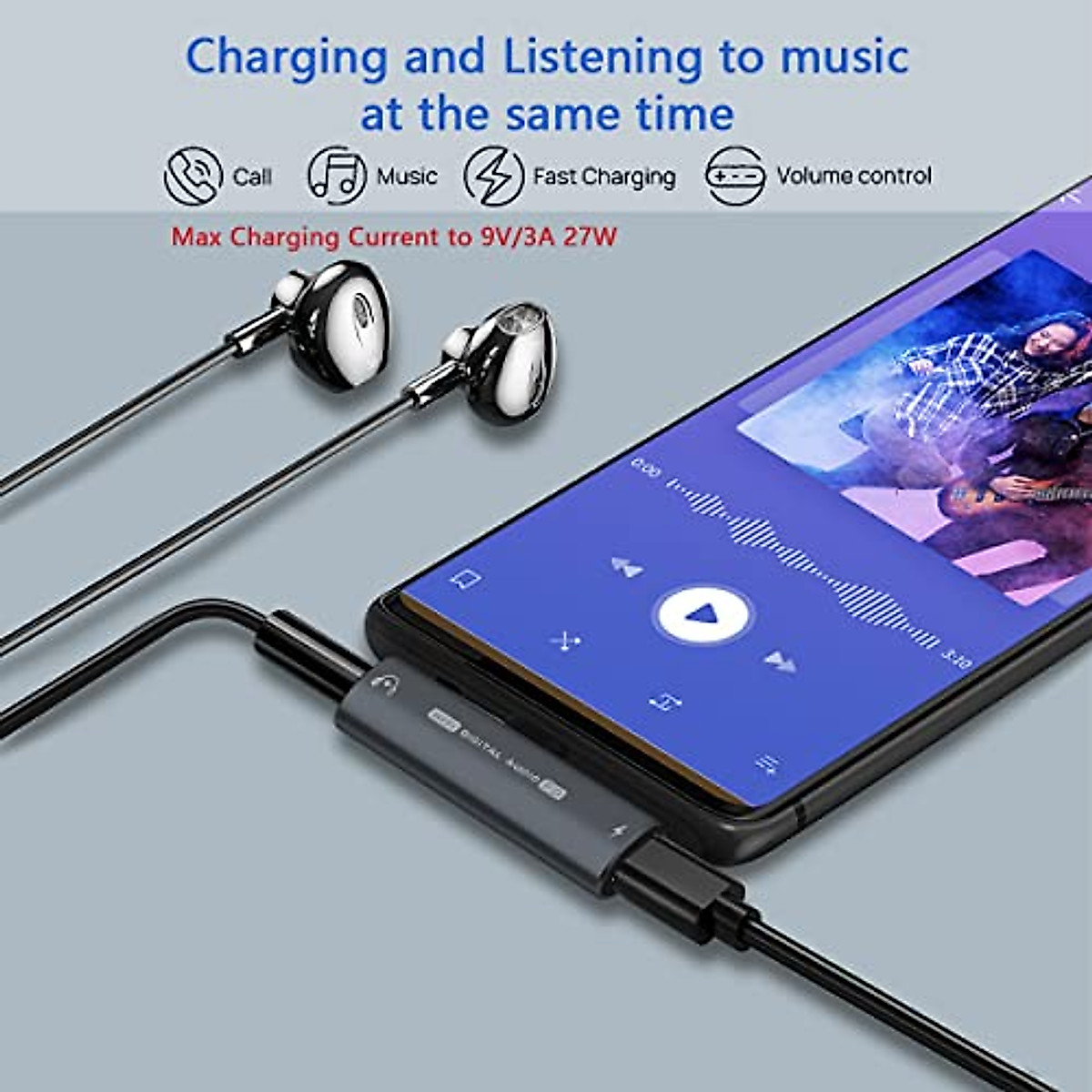 USB C to 3.5mm Headphone and Charger Adapter, 2 in 1 USB C to 3.5mm Audio and PD 60W Fast Charge Fit for Galaxy S23 S22 S21 S20 Ultra Note 20 10, Google Pixel 7 6 Rro 5 4 XL 3 XL 2XL,iPad Pro (Black)