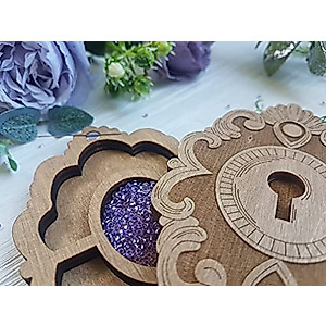 Wooden Embroidery Diamond Painting Accessories Storage Box Beads Organizer with Wooden lid Tray Divider Jewelry Box Needlework Bead Holder (Key)