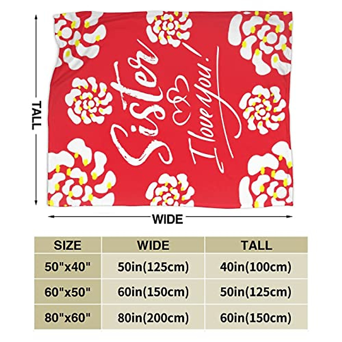 Sisters Gifts from Sister Blanket, Sister Birthday Gifts from Sister, Birthday Gifts for Sister, Best Sister Graduation Gifts for Sister from Brother, Sister Gifts, Throw Blanket 40X50 inches B