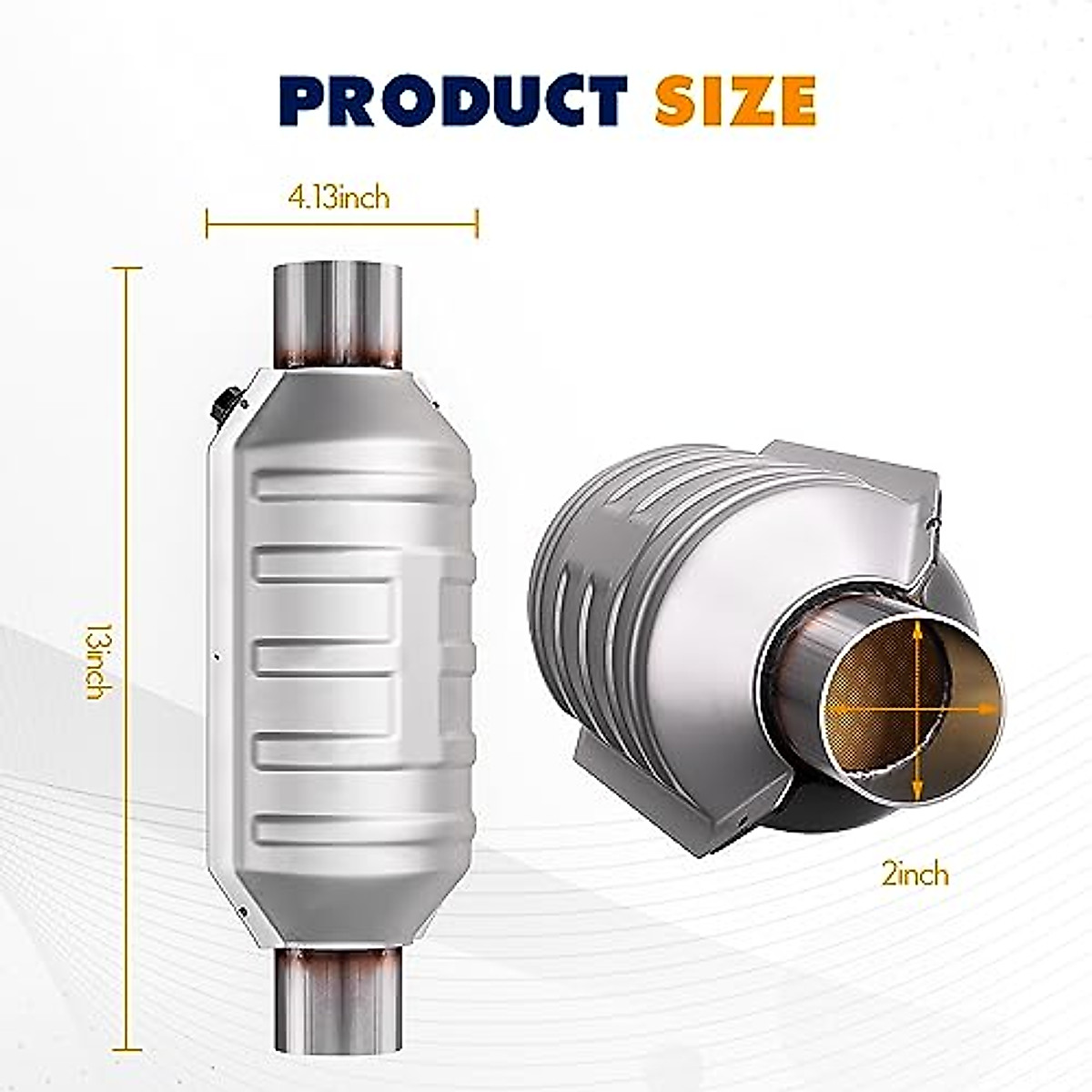 ASOPARTS 2" Universal Catalytic Converter, 2" Inlet/Outle Cat Converter with Heat Shield and O2 Port