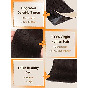 DOORES Dark Brown Remy Tape in Human Hair Straight Skin Weft Natural Hair Extensions 18 Inch 50g 20pcs