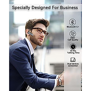 Bluetooth Headset Wireless Earpiece 2023 New Noise Canceling with Mic for Cell Phones, 80H Talking Time Hands-Free Bluetooth 5.1 Earpiece Charging Case in-Ear Wireless Earphones for Truck Driving