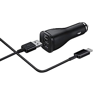Samsung Adaptive Fast Charging Dual-Port Car Charger, LaoFas USB Rapid Car Charger with Type C Cable 5ft Compatible Samsung Galaxy S10+/S10e/S10/S9/S9 Plus/S8/S8 Plus/S8 Active/Note10 and More