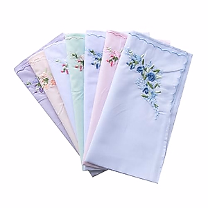 La closure Vintage Floral Cotton Embroidered Ladies Handkerchiefs 6PCS