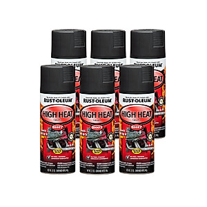 Rust-Oleum 248903-6PK Automotive High Heat Spray Paint, 12 oz, Flat Black, 6 Pack
