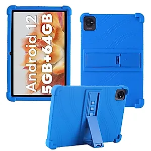 HminSen Case for Blackview Tab 7 WiFi/Tab 8 WiFi Tablet, Kids Friendly Soft Silicone Adjustable Stand Cover for Blackview Tab A7 Kids 10.1 inch/OSCAL PAD60 / PAD70 2023 10.1 Tablet (Blue)
