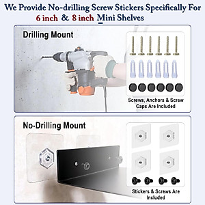 Z metnal Small Floating Shelves, Mini Speaker Shelf, Self Adhesive Small Wall Mount Metal Shelves with Cable Clip, Display Shelf for Cameras Monitor Routers, Matt Black, 6 inch