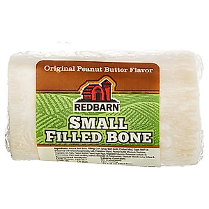 Redbarn Small Filled Dog Bones, Peanut Butter Flavor - Long Lasting Stuffed Femur Chew Treat Made in USA for Aggressive Chewers - Case of 20 Bones
