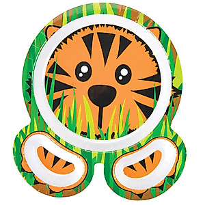 Bentology Zoo Friends Mealtime Melamine Feeding Plates - Set of 4 Different Cute Animal Pal Dishes for Kids - Panda, Alligator, Tiger & Monkey - Divided Compartments, BPA Free