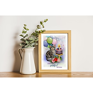 TUMYBee - Have a Purrfect Birthday Cat Card, 5in x 7in, Blank Inside, Envelope Included