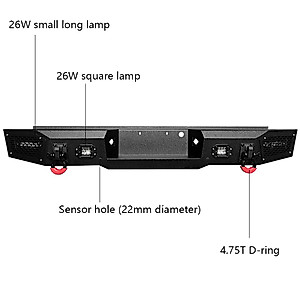 Vijay Front and Rear Bumper Compatible with 2011-2016 Ford F250 F350 F450 Super Duty with Winch Plate and Lights