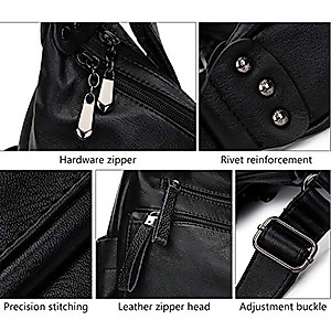 Artwell Fashion Crossbody Bag for Women Shoulder Bag Soft PU Leather Handbags Purses Multi Pocket Hobo Tote Bag (Black)