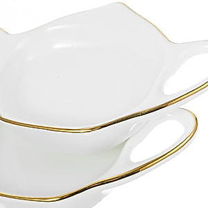Tea Bag Rest 2pcs Ceramic Teabag Coaster Teapot Shaped Tea Bag Holder Tea Bag Saucer Tray Tea Bag Storage Rack Rest Porcelain Seasoning Dish Tea Bag Holder Plate