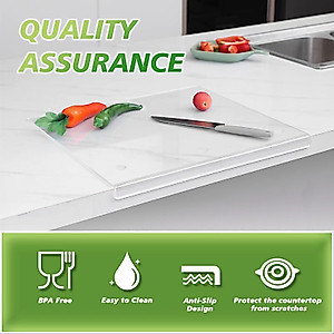 LPZXH Acrylic Cutting Board with Counter Lip, 2024 Upgraded Thicker Clear Cutting Boards, 17X13 Inch Large Non-Slip Cutting Board for Kitchen Countertop Protection, Perfect Kitchen Gadgets & Gifts