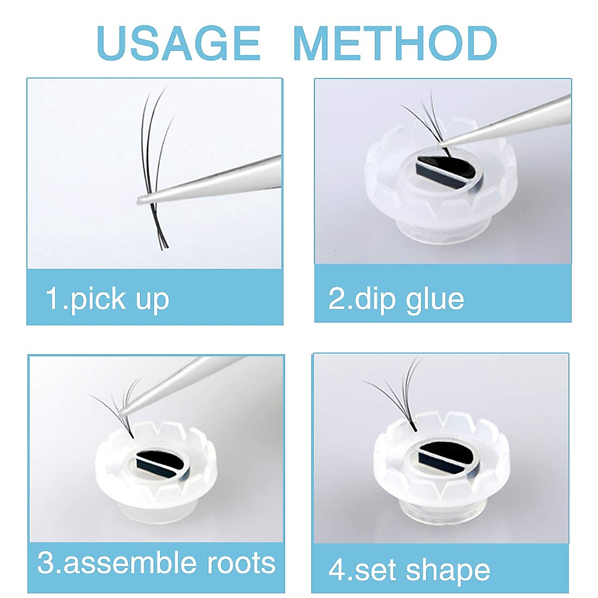 Eyelash Extension Supplies Lash Tray with 100 PCS Blooming Glue Cup Crystal Glass Acrylic Lash Tiles Strip Palett Holder Tools Jade Stone