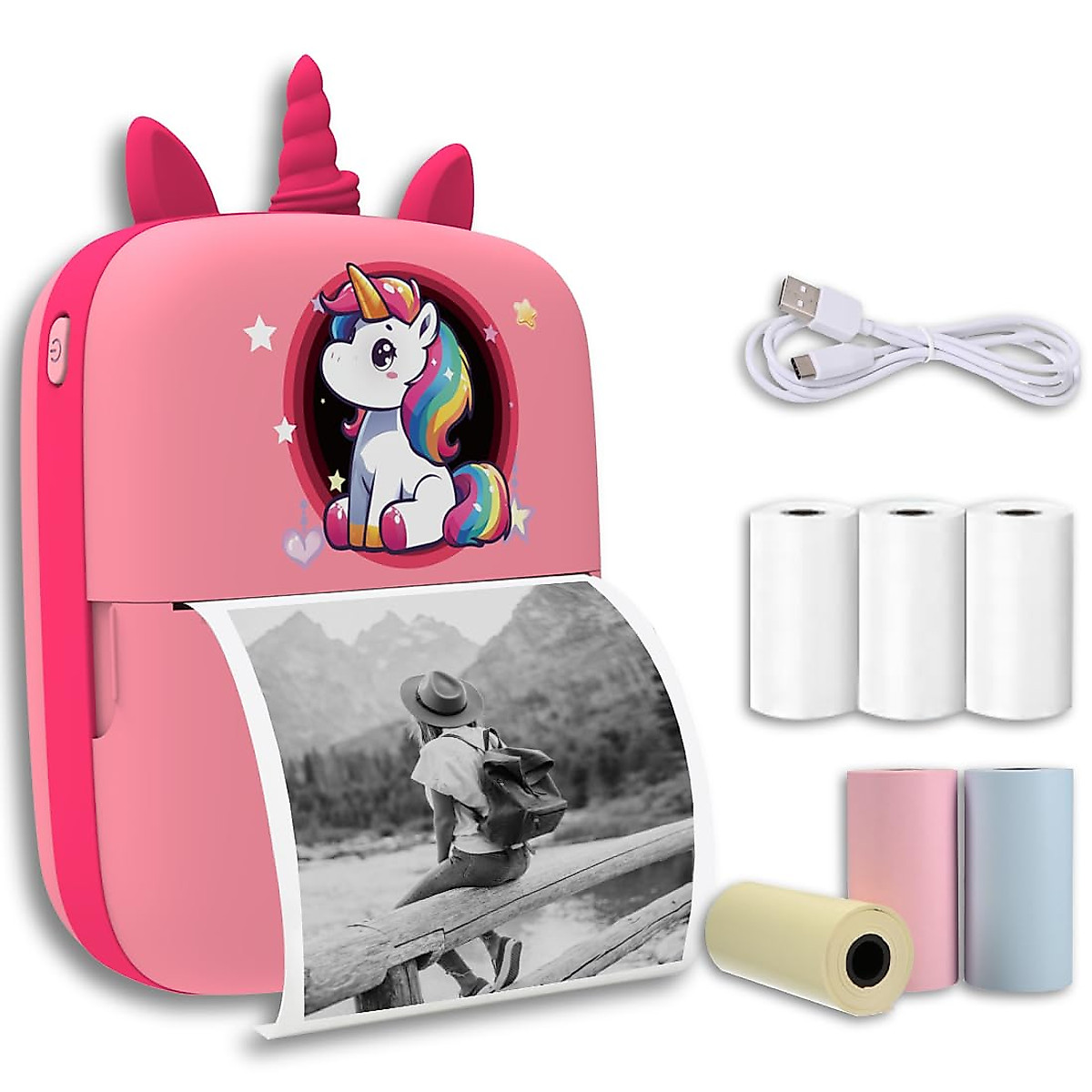 Darkant Stick Printer, Mini Thermal Printer, Portable Pocket Inkless Sticker for School Note, Photo, Bluetooth Sticker Printer Machine with Android & iOS Mobile