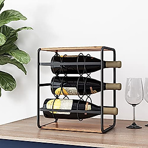 Christopher Knight Home Rauser Wine Rack, Black + Natural