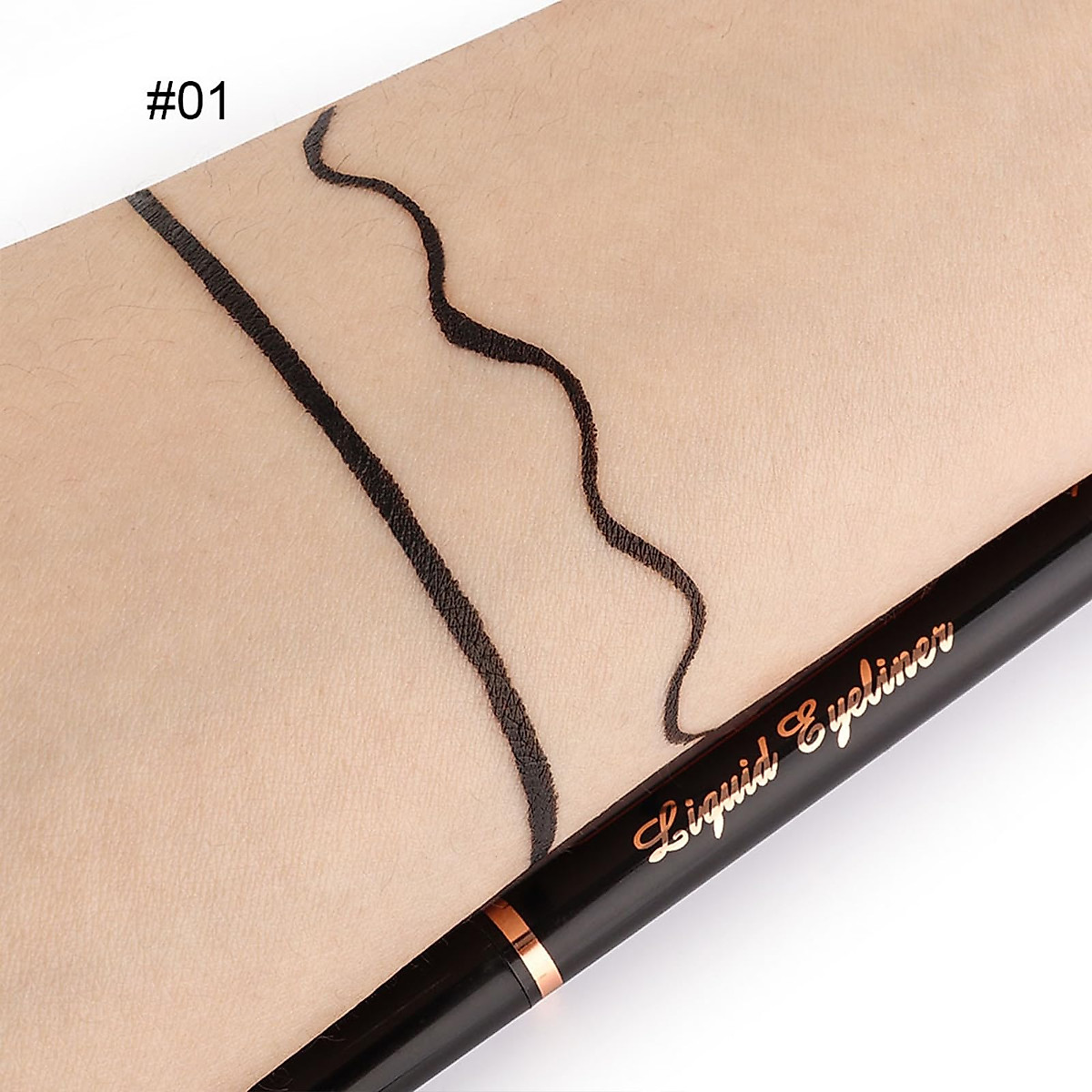 Erinde 2PCS Black Liquid Eyeliner with Eyeliner Stencils, Waterproof Eye Liners Pen, Long-Lasting eyeliner liquid liner, Quickly Dry, Smudgeproof, Longwearing with Ultra-Fine Tip (#01)