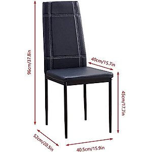 nozama Black PU Leather Dining Chairs 2 Pcs Modern High Back Chairs Set of 2 Kitchen Chairs Upholstered Dining Chairs for Kitchen Living Room with Padded Seat Foot Cap Protection (2, Black)