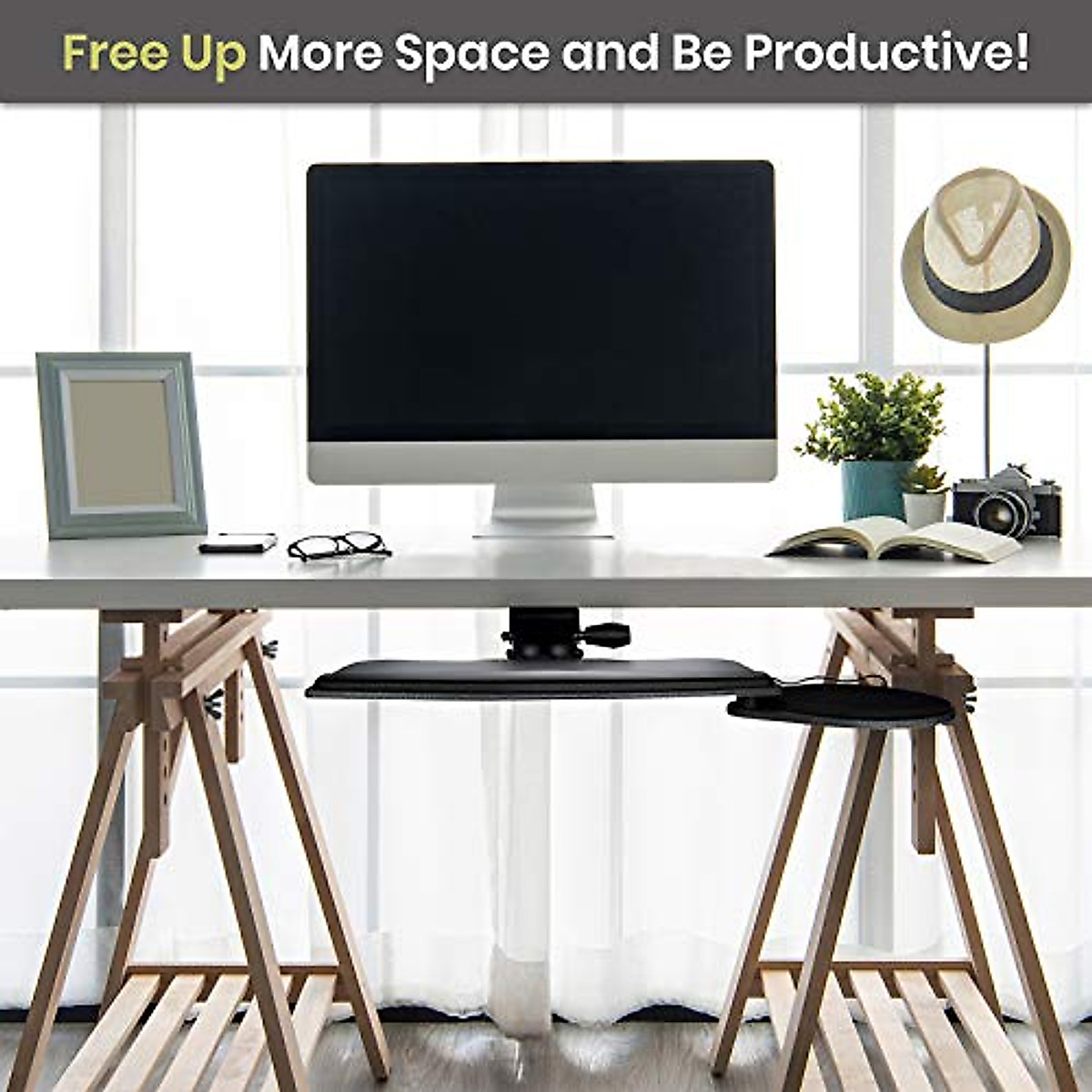 FERSGO Under Desk Keyboard Tray, 20" x 11" Tray, 23" Track, Dynamic ...