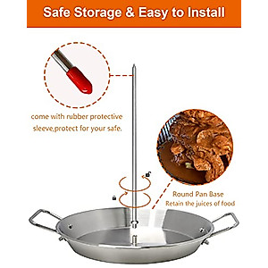 DOLAMOTY BBQ Vertical Skewer Pan Gyro Spit Shawarma Skewer Stand for oven, Al Pastor Skewer for Grill, El Pastor Hack for Tacos Al Pastor Chicken, Brazilian, Stainless Steel, with 8",10" stick