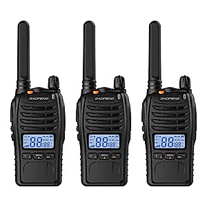 BAOFENG Walkie Talkies for Adults, Long Range Rechargeable Walky Talky BF-88ST Pro NOAA VOX Dual Watch, with Desktop Charger and Earpieces (3 Pack)