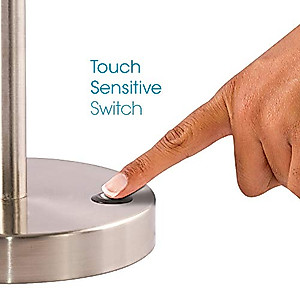 OttLite Harmonize LED Desk Lamp - 2.1A USB Charging Port, 3 Brightness Settings, Brushed Nickel