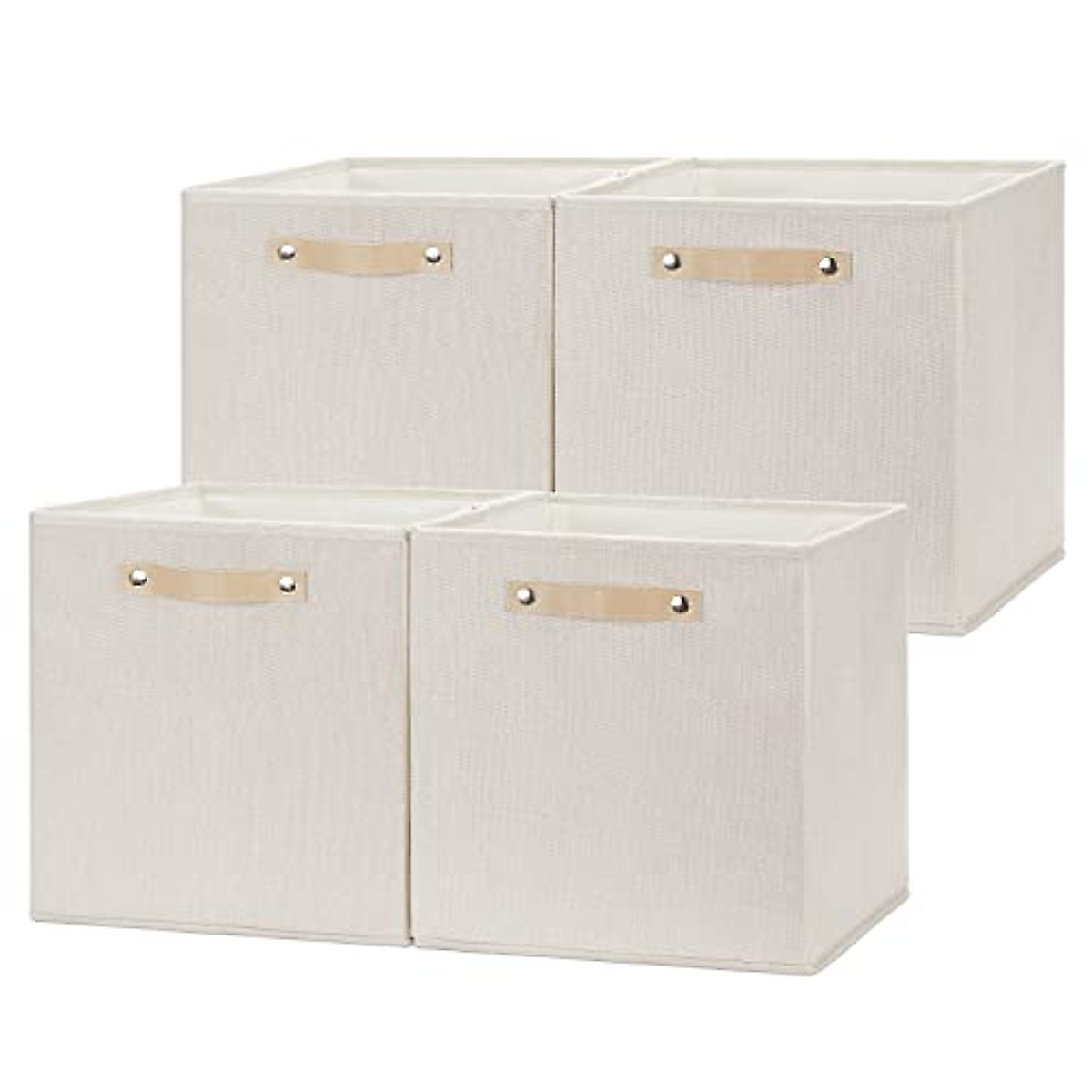 Bidtakay Large Bins Square Fabric Storage Bins 13 inch Storage Cubes Shelf Baskets Collapsible Toy Storage Box Clothes Cubby Storage Bins for Closet Organizer Office Storage Home Organization (Beige)