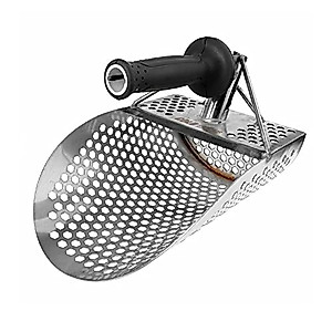 Jkapagzy Stainless Steel Sand Scoop Sifter Metal Detector Accessories with Handle,Folding Shovel Spade Garden Camping Tool Outdoor