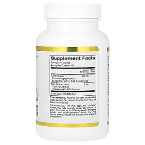Curcumin C3 Complex from Turmeric Root with Bioperine Black Pepper Extract for High Absorption, 95% Curcuminoids, 500 mg, 120 Veggie Capsules, 3rd Party Test