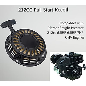 IVONNEY 212CC Pull Start for Harbor Freight-Predator 212cc 6.5HP 7HP OHV Engine Go Kart Generator Lawnmower Pit Bike - GX160 Recoil Starter for Honda Pull Start Assembly