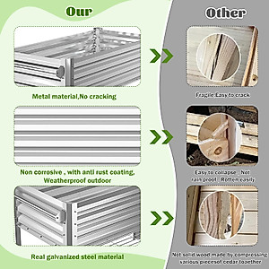 Pikorce Raised Garden Bed with Legs, 48x24x32in Outdoor Elevated Galvanized Metal Large Planter Box Stand with Drainage Holes for Backyard, Patio, Balcony, 400lb Capacity, Silver