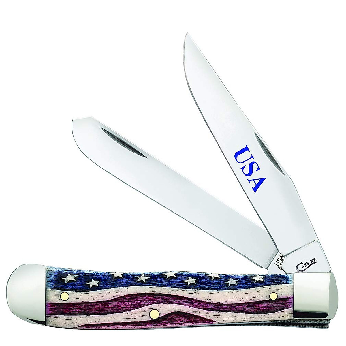 Case WR XX Pocket Knife Patriotic Smooth Natural Bone Trapper Item #64132 - (6254 SS) - Length Closed: 4 1/8 Inches