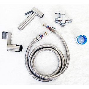 KONLREMA Handheld Toilet Bidet Sprayer-Adjustable Water Pressure Control with Bidet Hose for Feminine Wash, Stainless Steel Brushed Nickel Cloth Diaper for Baby Wash with Complete Bidet Spray Kit