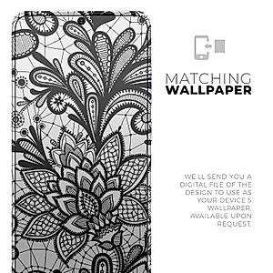 DesignSkinz Black and White Geometric Floral Protective Vinyl Decal Wrap Skin Cover Compatible with The Samsung Galaxy S20 (Screen Trim & Back Glass Skin)