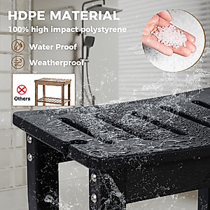 FLYJOE Shower Bench for Inside Shower Shaving Legs, Waterproof HDPE Shower Chair Seat with Storage Shelf and Handles Spa Shower Stool for Bath Tub Bathroom Indoor Outdoor Use, Black