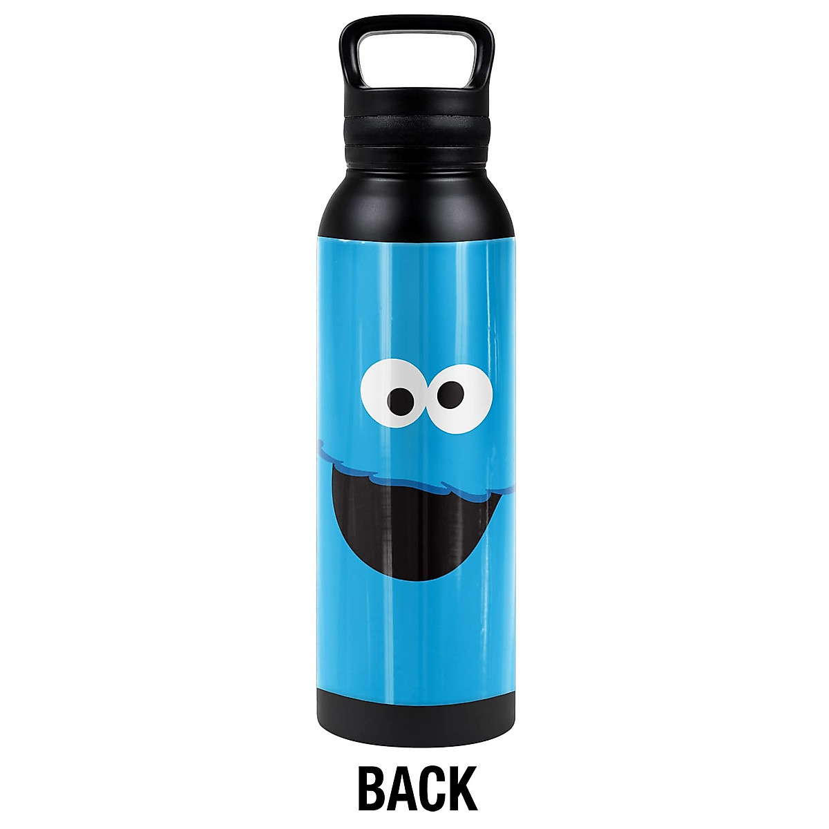 Sesame Street OFFICIAL Cookie Monster Face 24 oz Insulated Canteen Water Bottle, Leak Resistant, Vacuum Insulated Stainless Steel with Loop Cap
