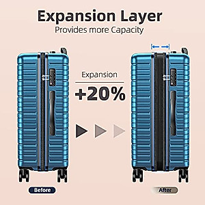 BEOW Luggage Sets Expandable Lightweight Suitcases with Wheels PC+ABS Durable Travel Luggage TSA Lock Navy Blue 4pcs