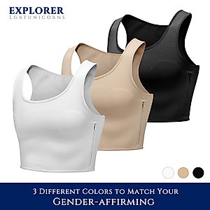 LGBT UNICORNS Chest Binder Trans FTM, Adjustable Bindfree Sizing Design, Skin-Friendly & Breathable Cotton, with Nipple Covers Built-in