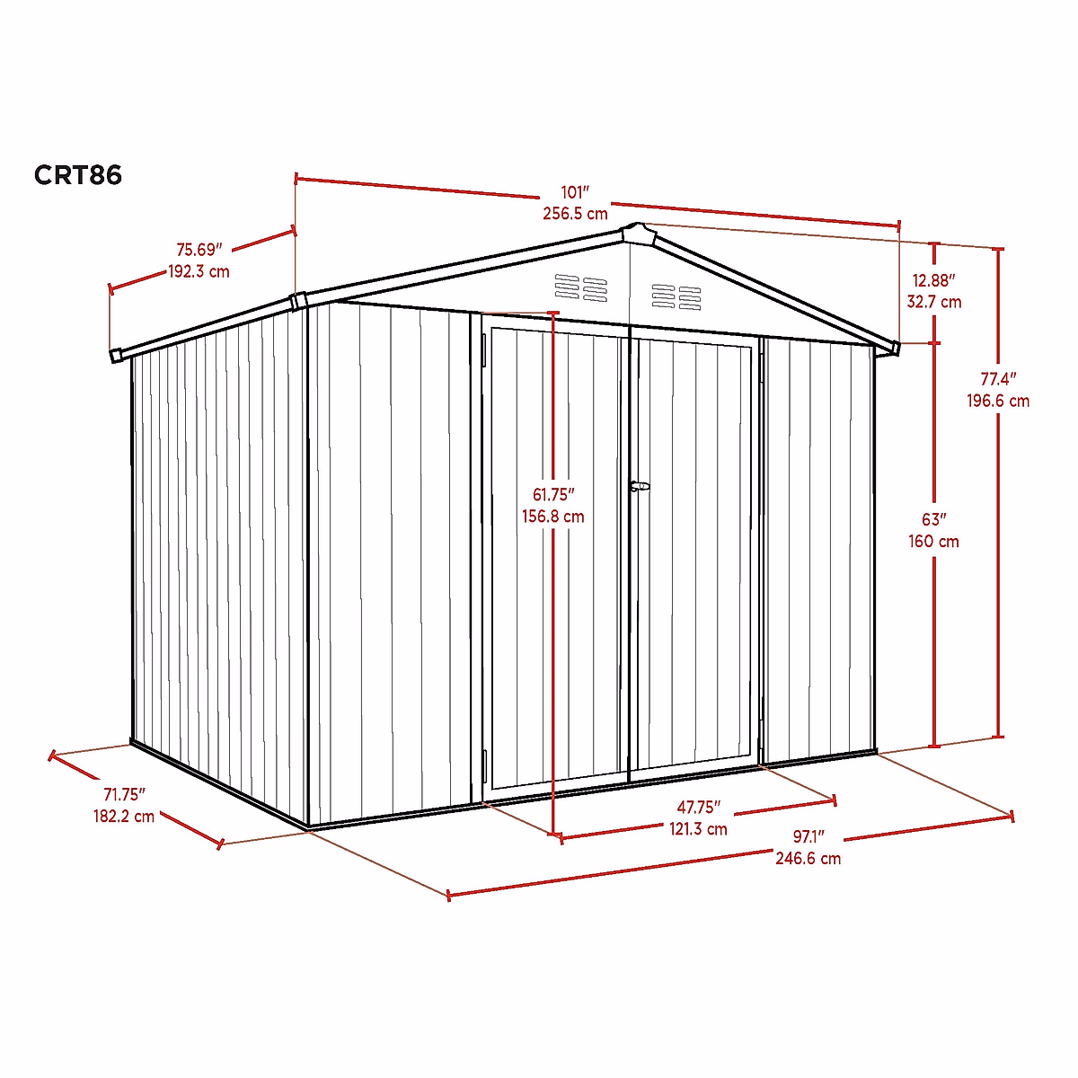 Arrow Sheds 8' x 6' Outdoor Steel Storage Shed, Tan