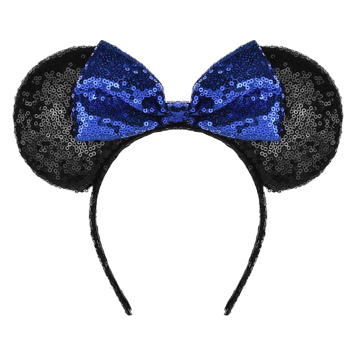 A Miaow Sequin Black Mouse Ears Headband MM Glitter Hair Clasp Adults Women Butterfly Hair Hoop Birthday Party Holiday Park Photo Supply (Black and Blue)